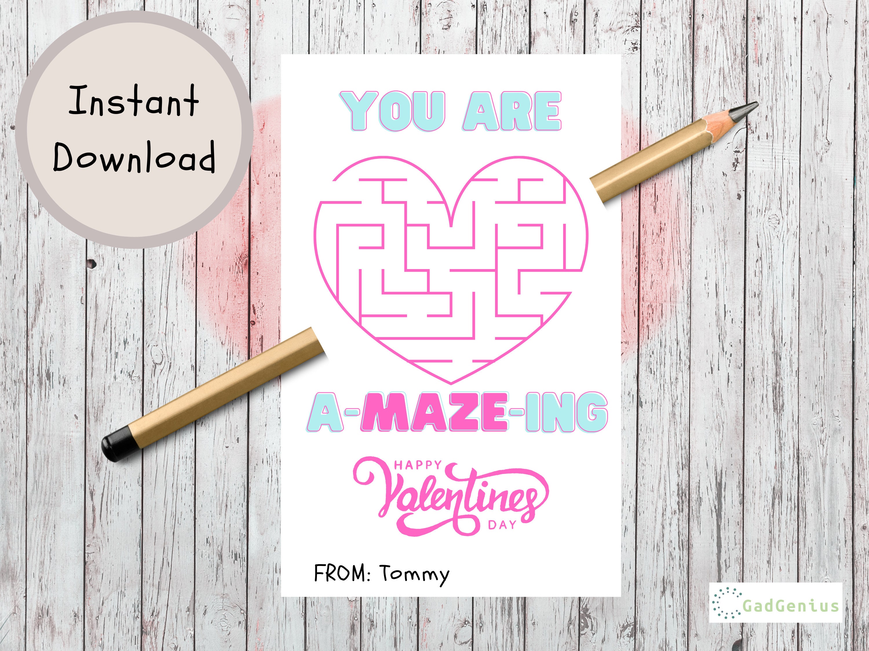 School Valentine Day Gift Tag, Printable Valentine for Kids, Puzzle ...