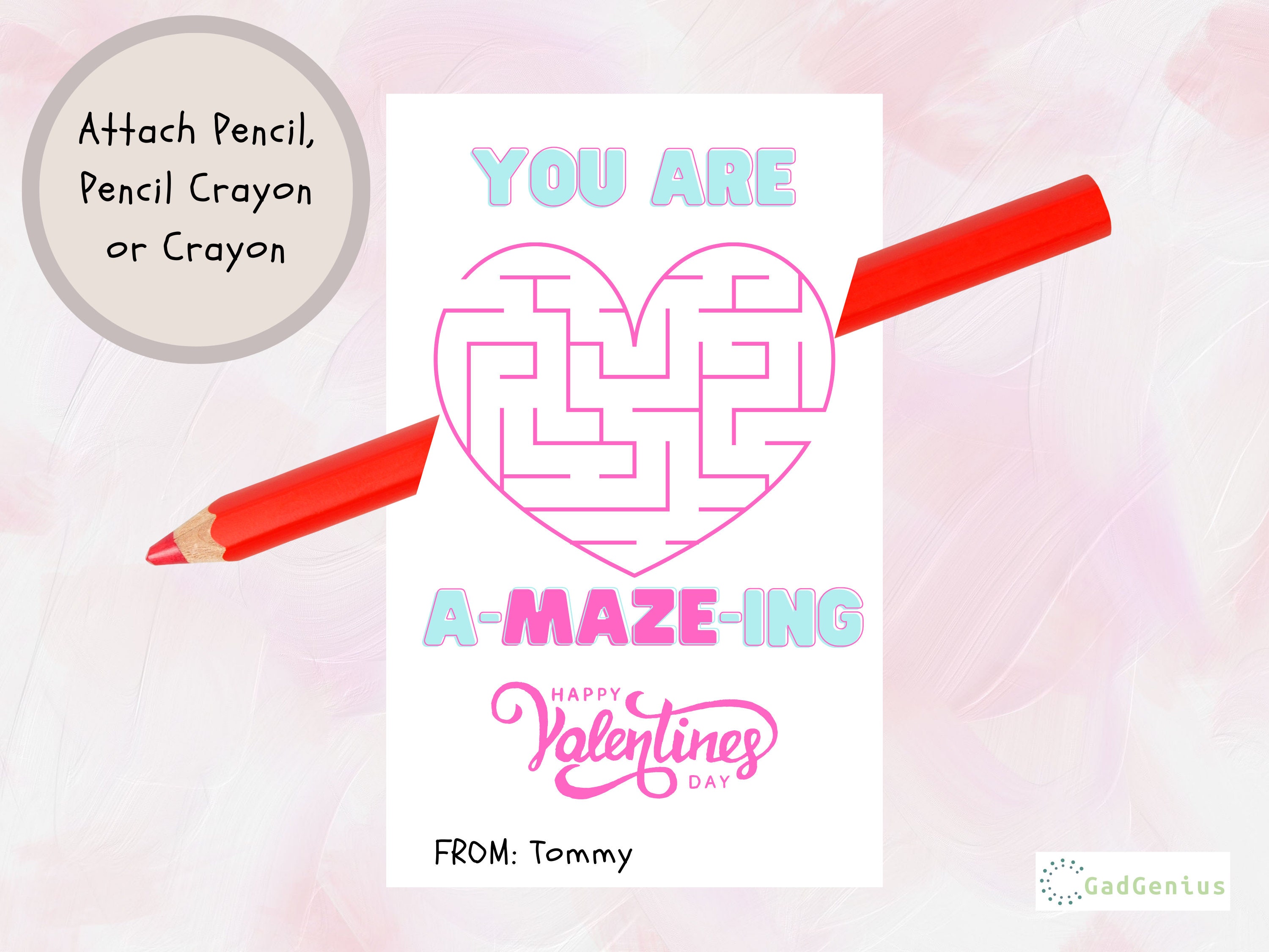 School Valentine Day Gift Tag, Printable Valentine for Kids, Puzzle ...