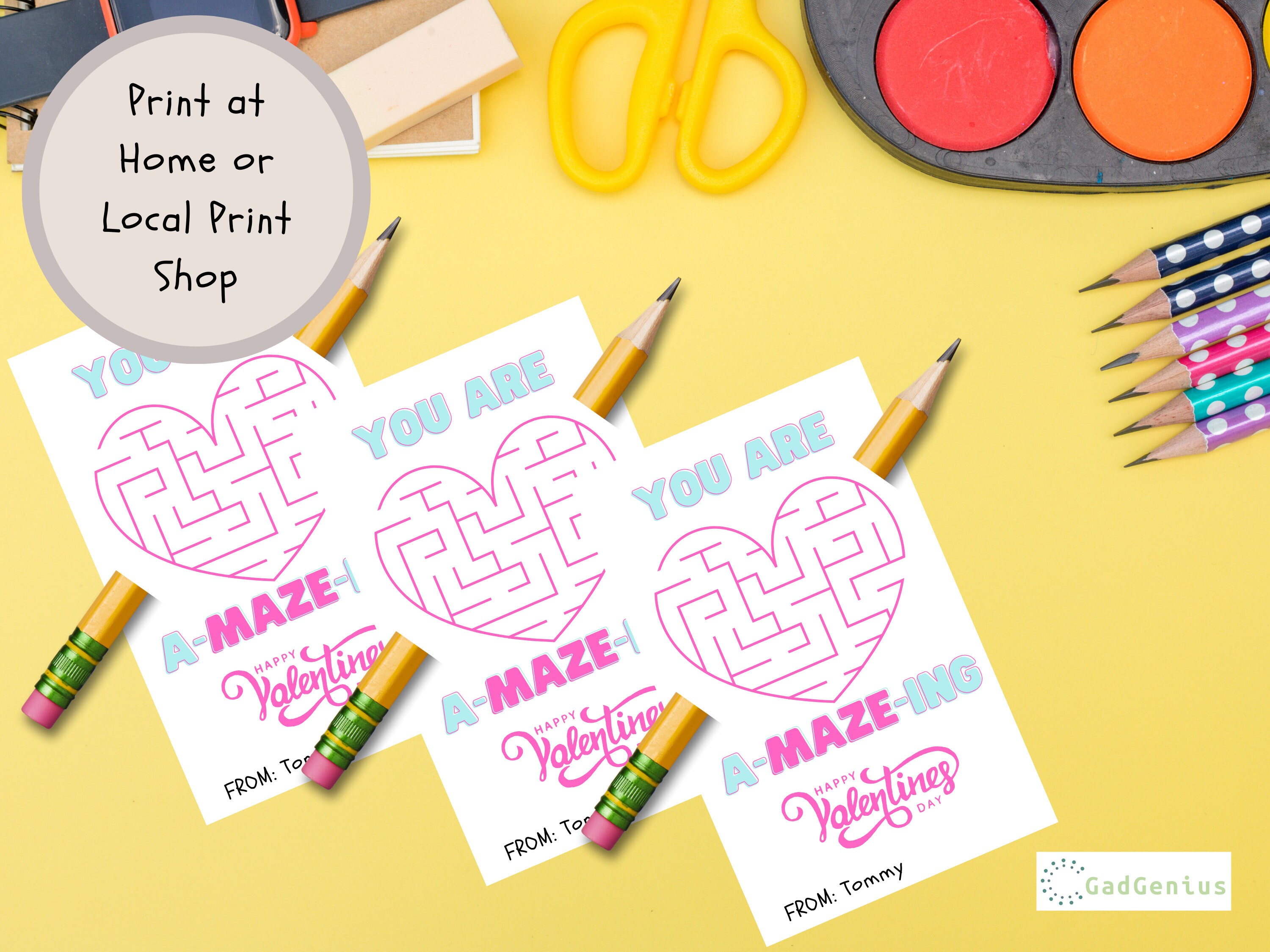 School Valentine Day Gift Tag, Printable Valentine for Kids, Puzzle ...