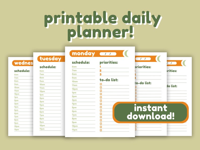 Printable Daily Planner Digital Download Vertical 8.5 X 11 Inches ...