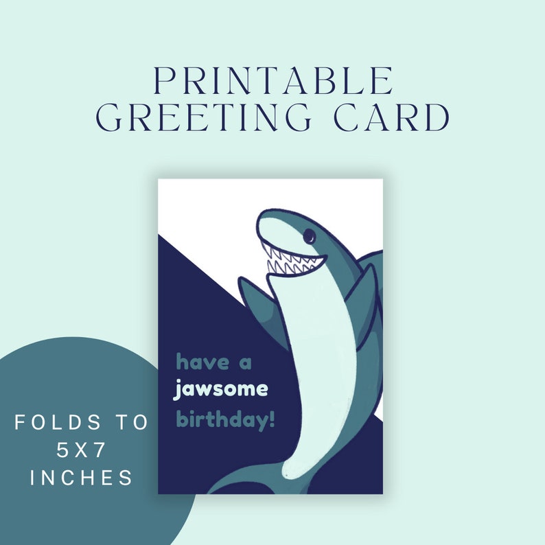 Shark Pun Birthday Card Happy Birthday Greeting Card Animal Pun ...