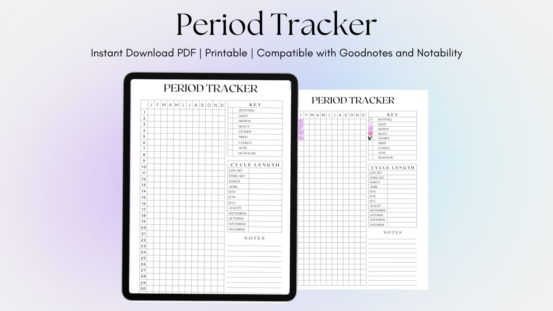 Period Tracker Digital Planning Template Planner Printable - Etsy