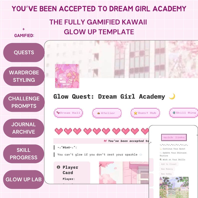 Gamified Glow up Template: Notion Planner for Level Up, Goals, & Self ...