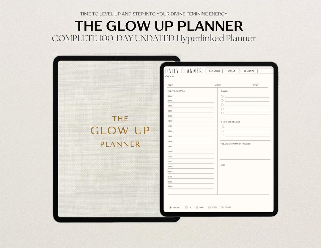 Complete Undated 100 Day Glow-up Digital PLANNER - Etsy