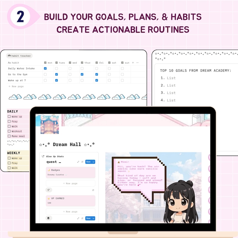 Gamified Glow up Template: Notion Planner for Level Up, Goals, & Self ...
