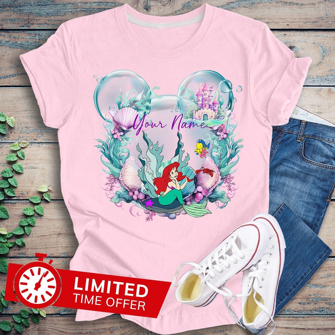 Disney Princess Little Mermaid Ariel Mickey Head Shirt With Name, Gift ...