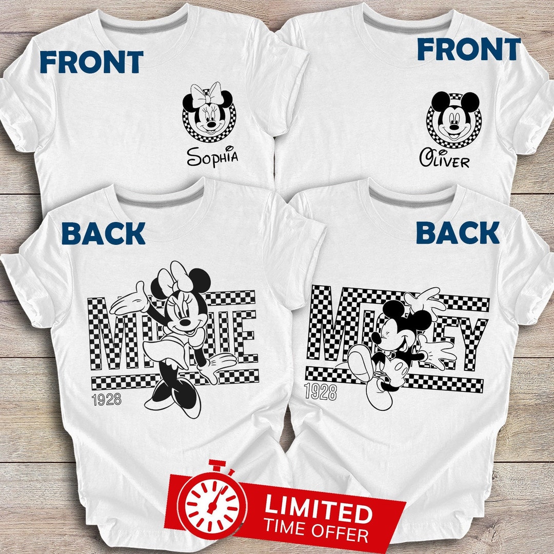 Vintage Disney Checkered Mickey Minnie Shirt, Retro Disney Couple Shirt ...