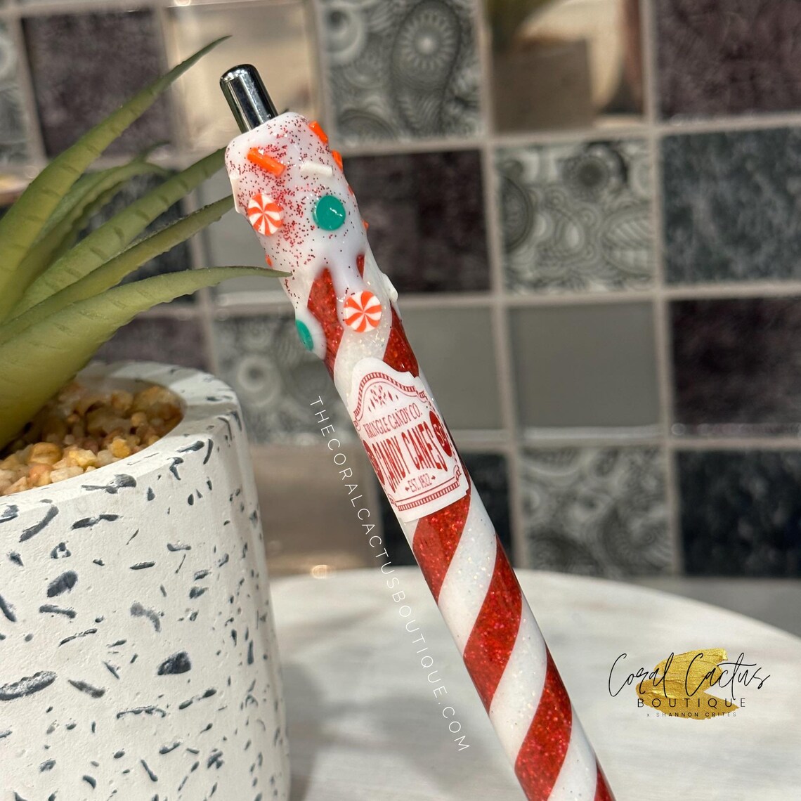 Christmas Candy Cane Co. Glitter Pen With Drip - Etsy
