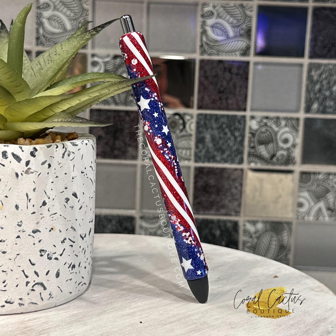 Stars & Stripes Swirl Chunky Glitter Pen - Etsy