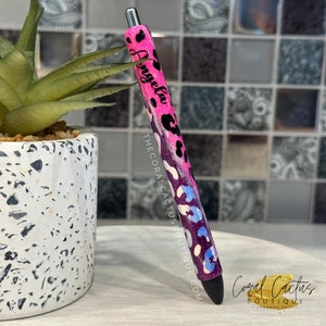 Pink and Purple Swirl Leopard Glitter Pen - Etsy