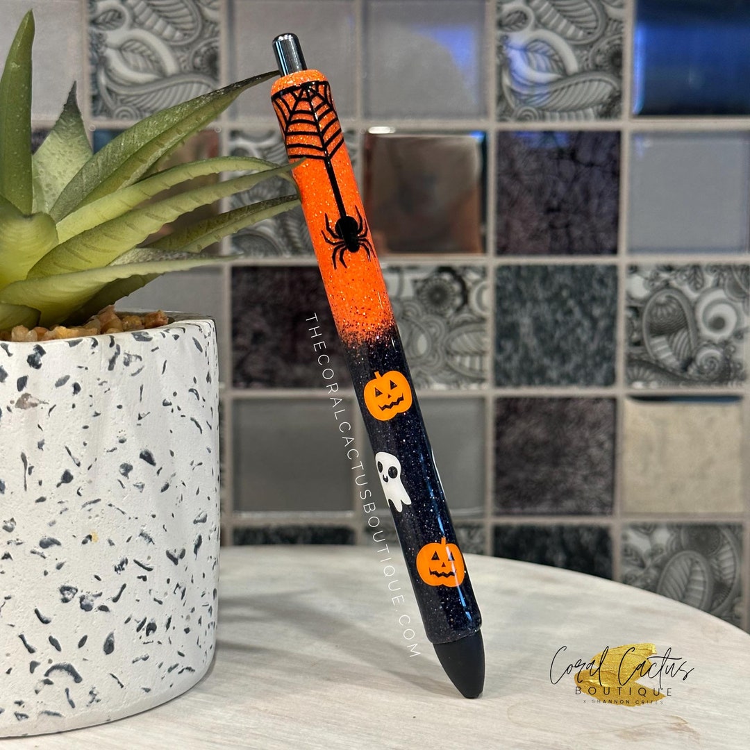 Spider Halloween Glitter Pen (orange & Green) - Etsy