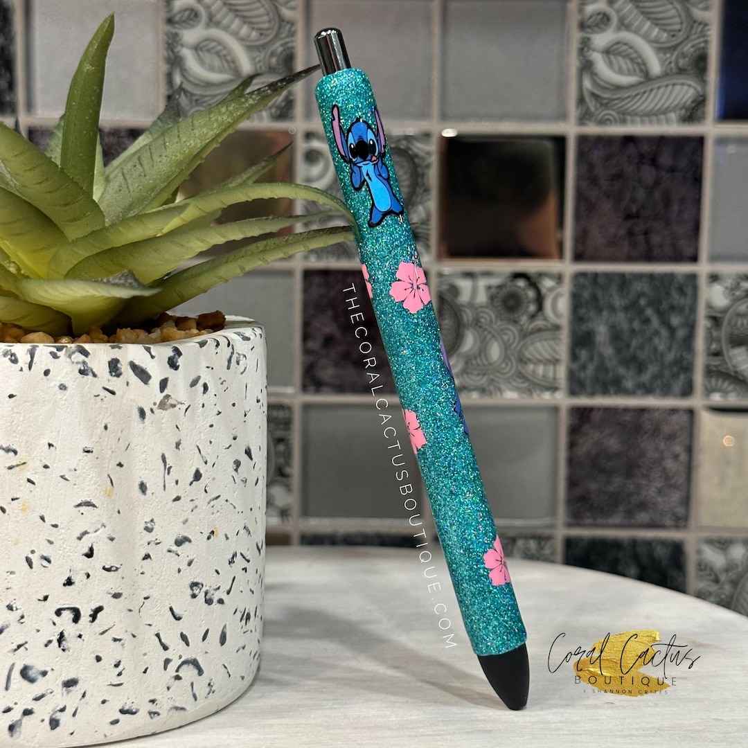 Blue Alien Floral Glitter Pen - Etsy