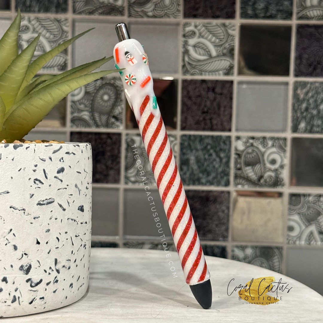 Christmas Candy Cane Small Swirl Glitter Pen With Drip - Etsy