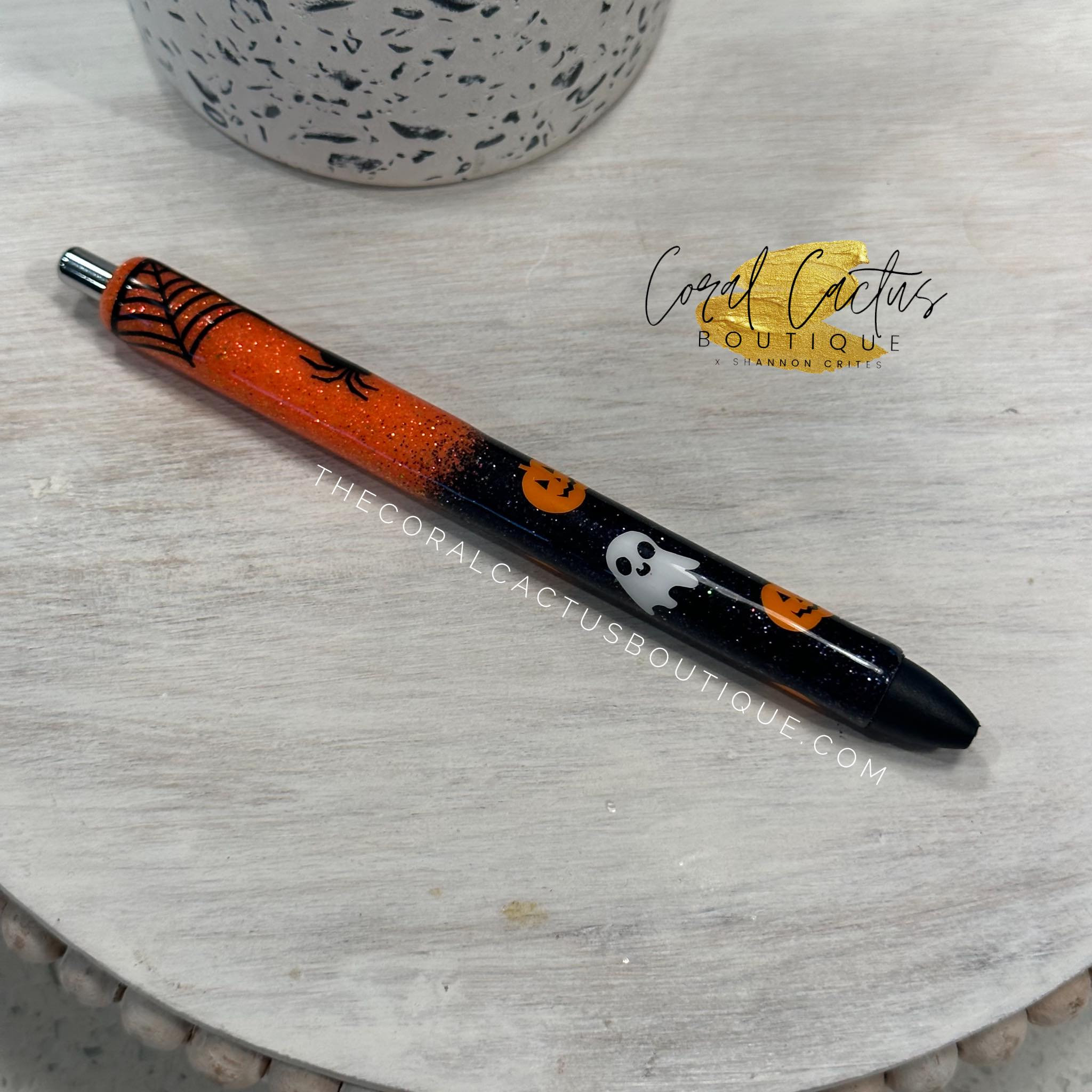 Spider Halloween Glitter Pen (orange & Green) - Etsy