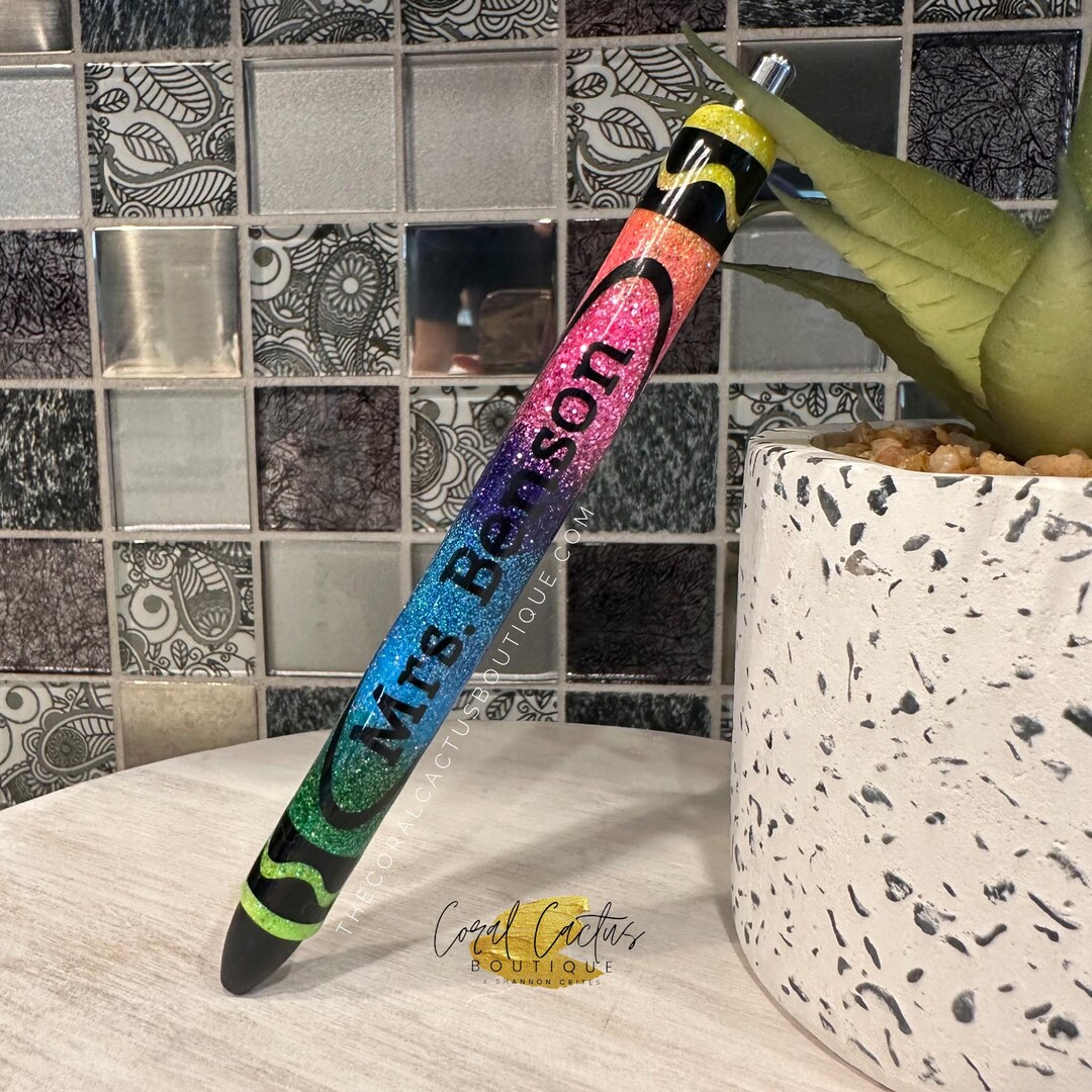 Ombre Rainbow Glitter Crayon Pen - Etsy