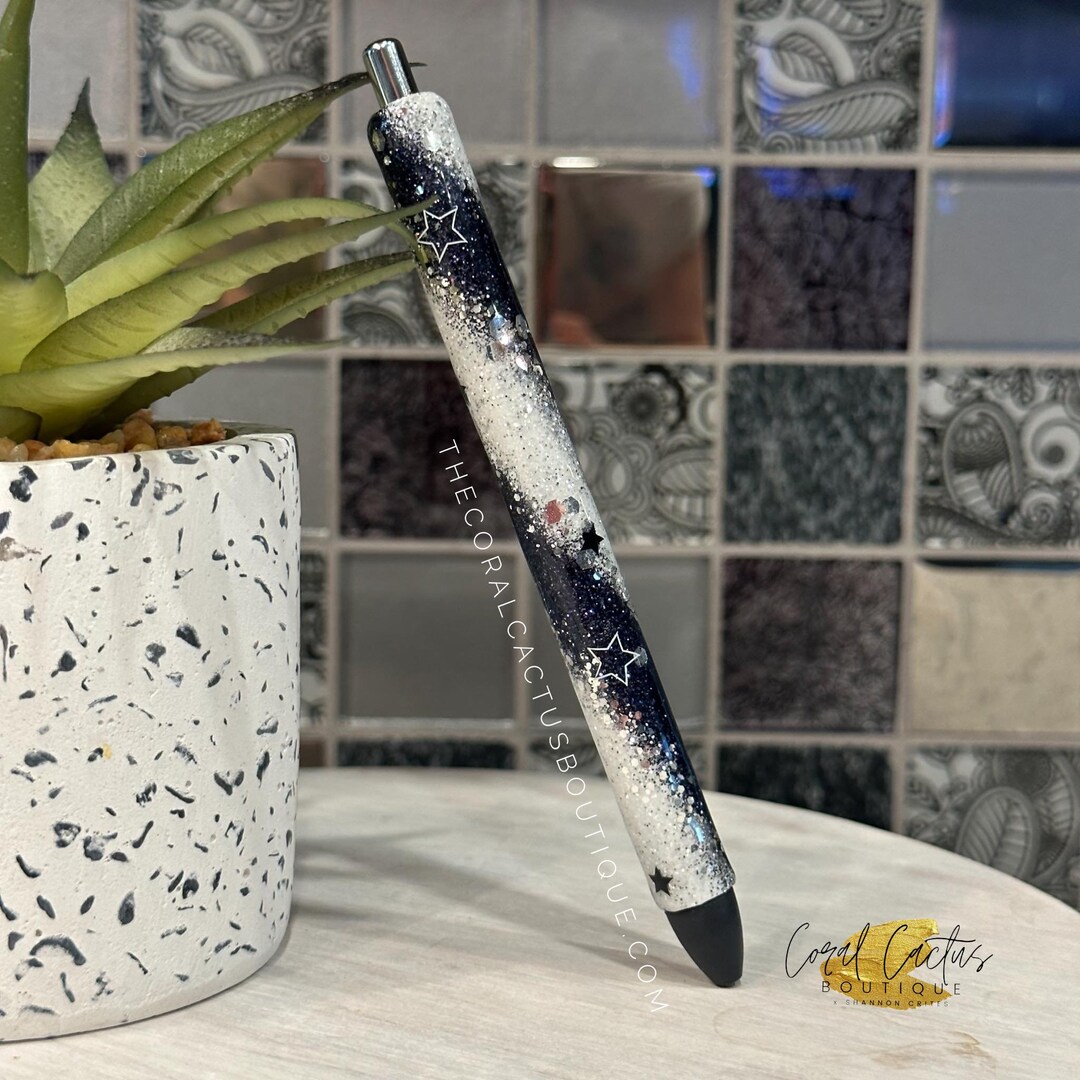 Black & White Star Swirl Glitter Pen - Etsy