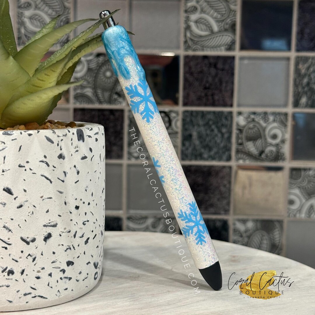 Snowflake Glitter Pen With Icy Drip - Etsy