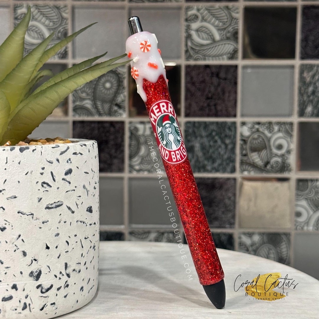 Merry & Bright Coffee Glitter Pen With Drip - Etsy