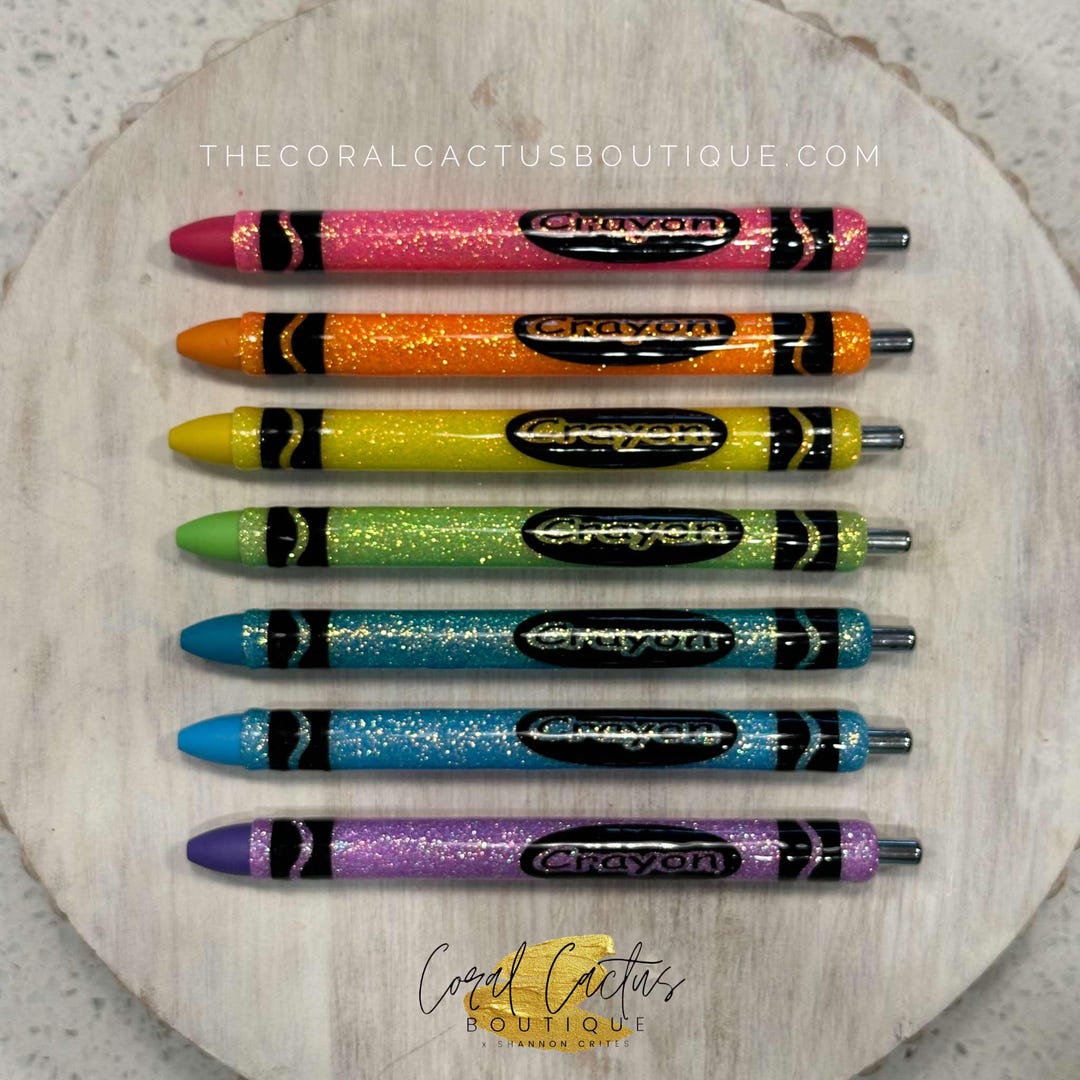 Bright Colored Crayon Glitter Pen - Etsy