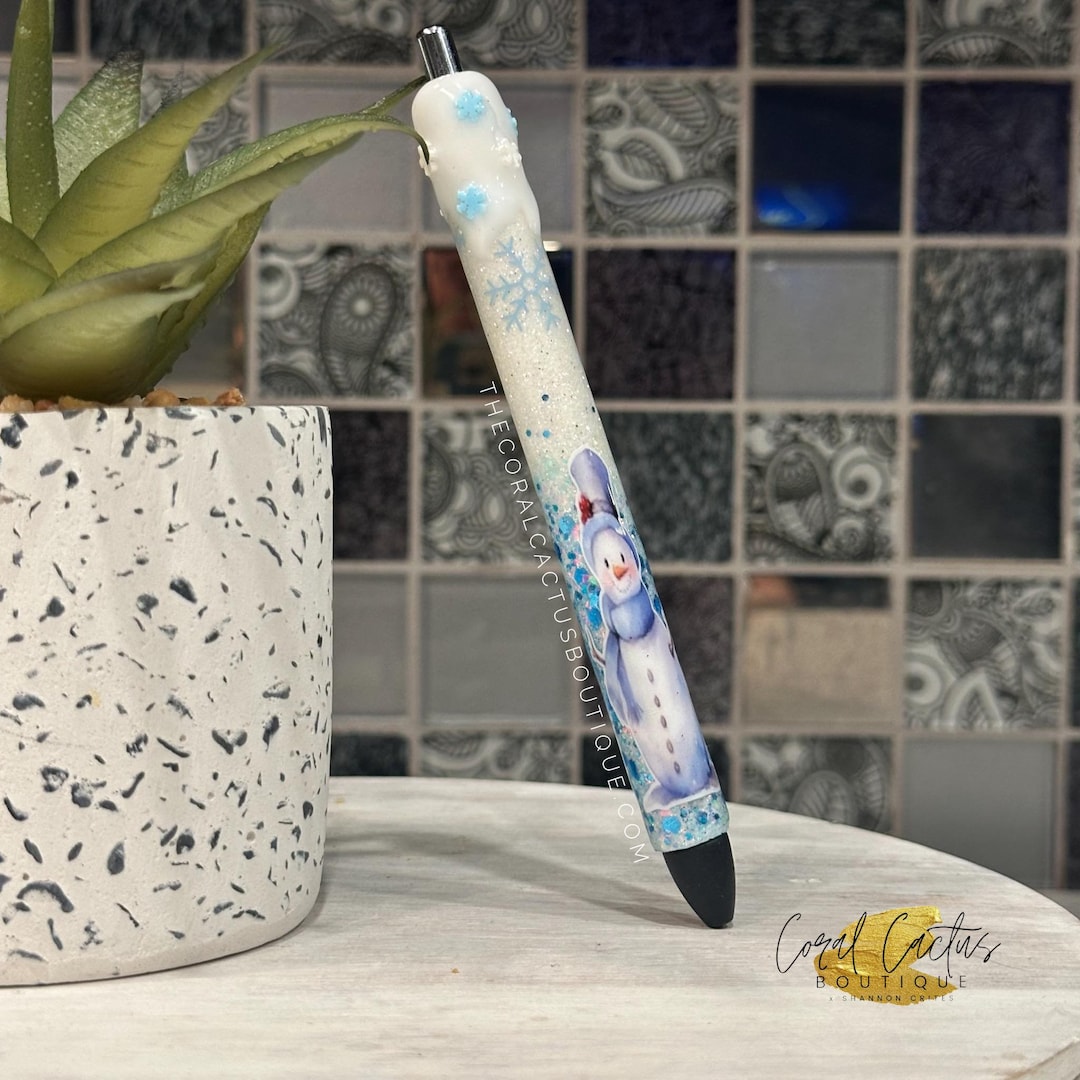Snowflake Snowman Glitter Pen With Drip - Etsy