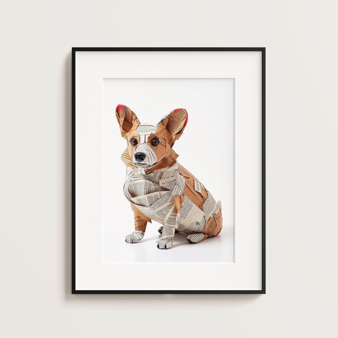 Corgi Dog Portrait _ THE PAPER CORGI - Etsy