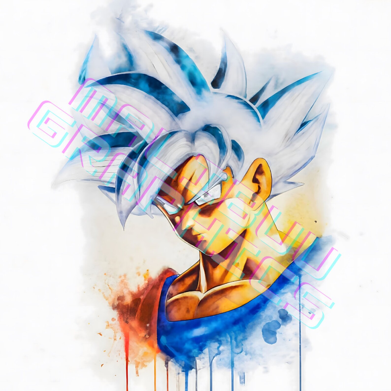 Ultra Instinct Goku Watercolor Dragonball Z Digital Art, Super Saiyan ...