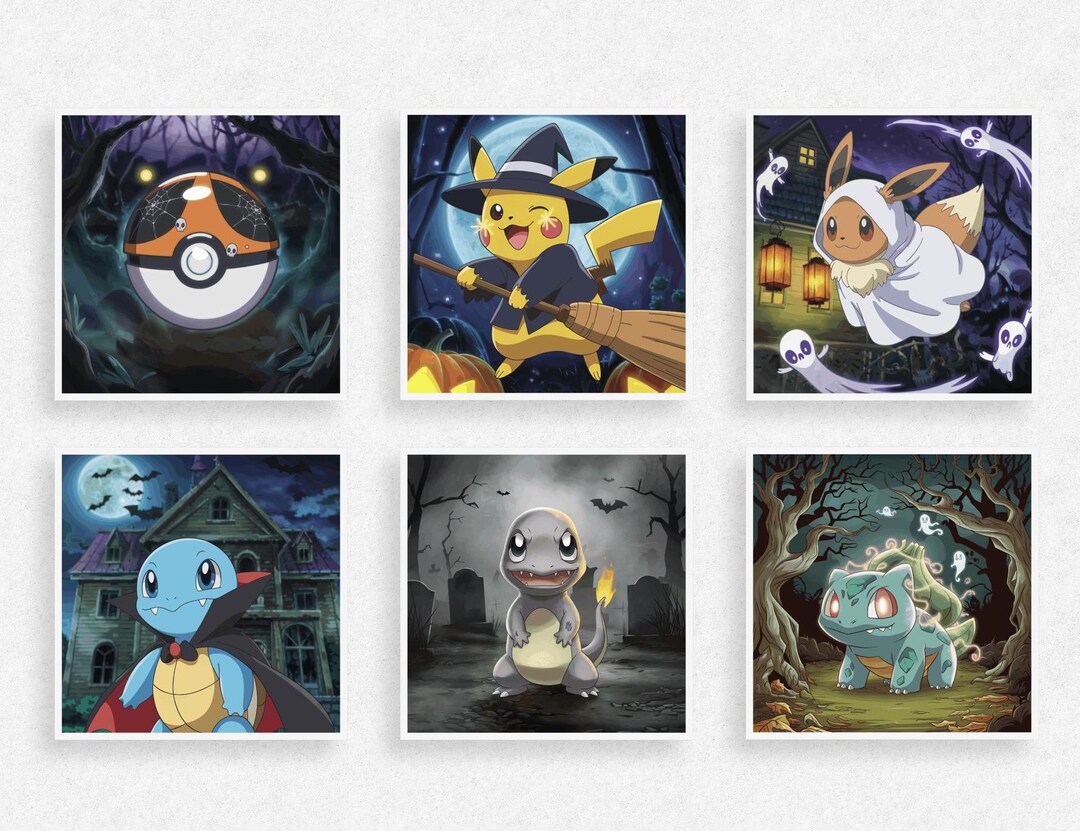 Halloween Pokémon Wall Art Bundle - Digital Download - Spooky Pikachu ...