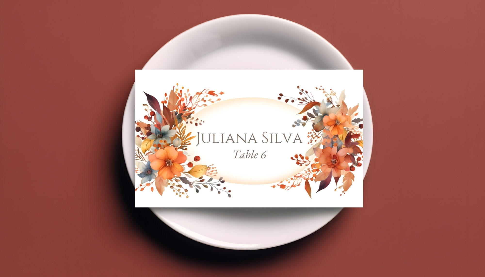 Name Card Template, Bohemian Wedding Place Card Template, Editable ...