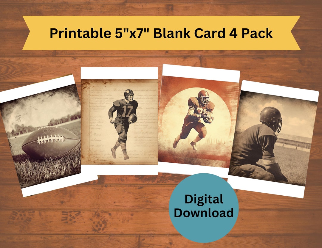 Vintage American Football Scenes - Set of 4 Printable 5x7 Blank Cards ...