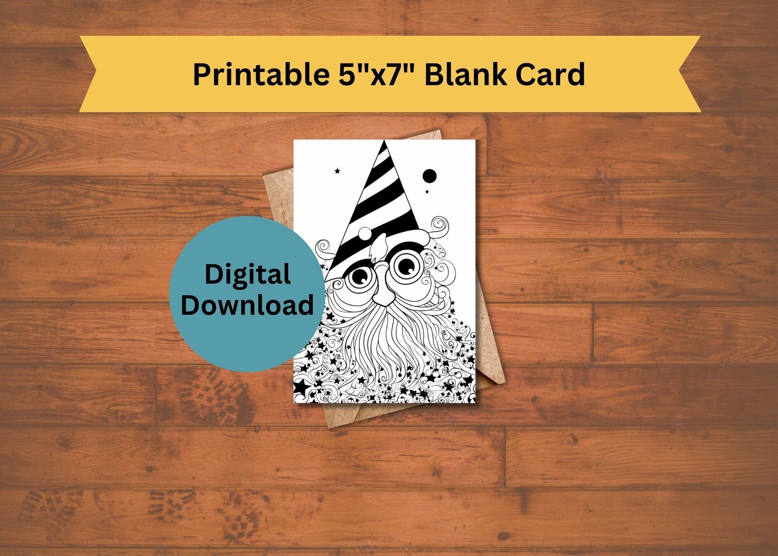 Instant Download Blank Coloring Card, Digital Greeting Card, Coloring ...