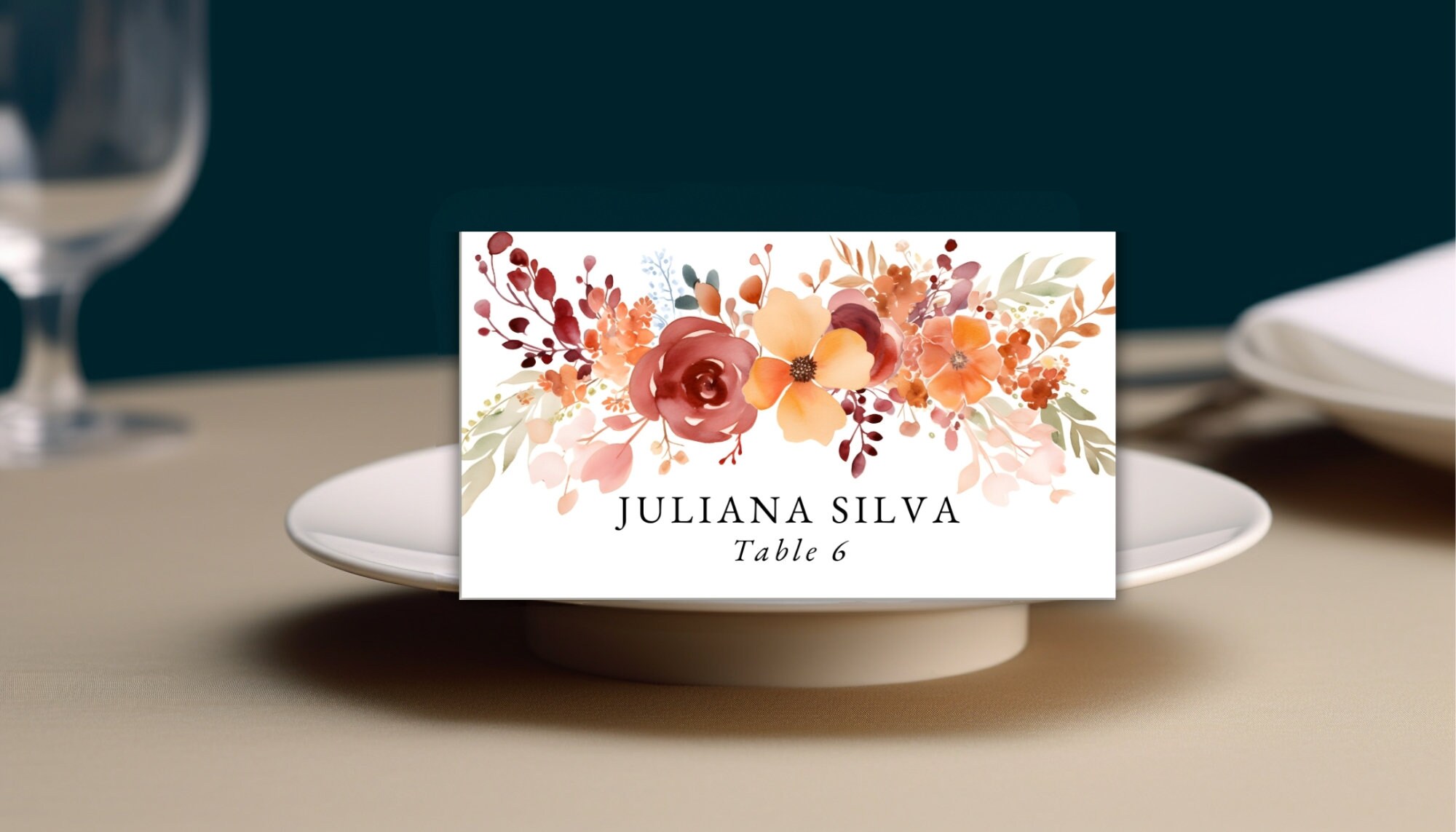 Name Card Template, Bohemian Wedding Place Card Template, Editable ...