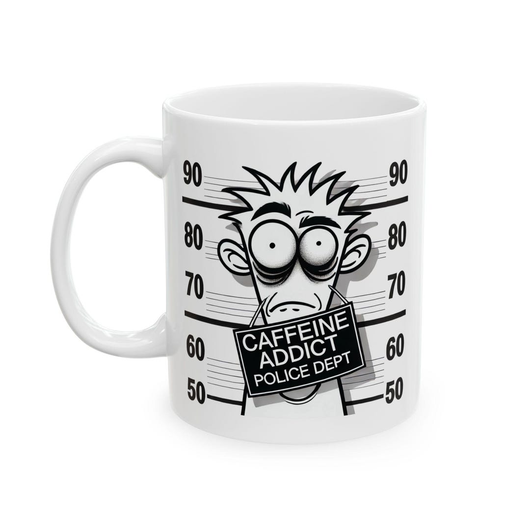 Caffeine Addict Mug Shot - Funny Custom 11oz Ceramic Coffee Mug by ...