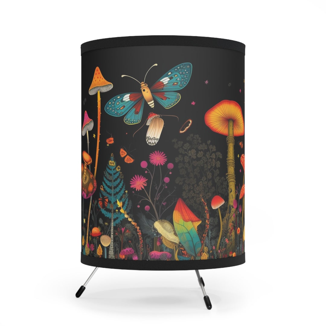 Shroomy Serenade Tripod Lamp With High-res Printed Shade, USCA Plug - Etsy