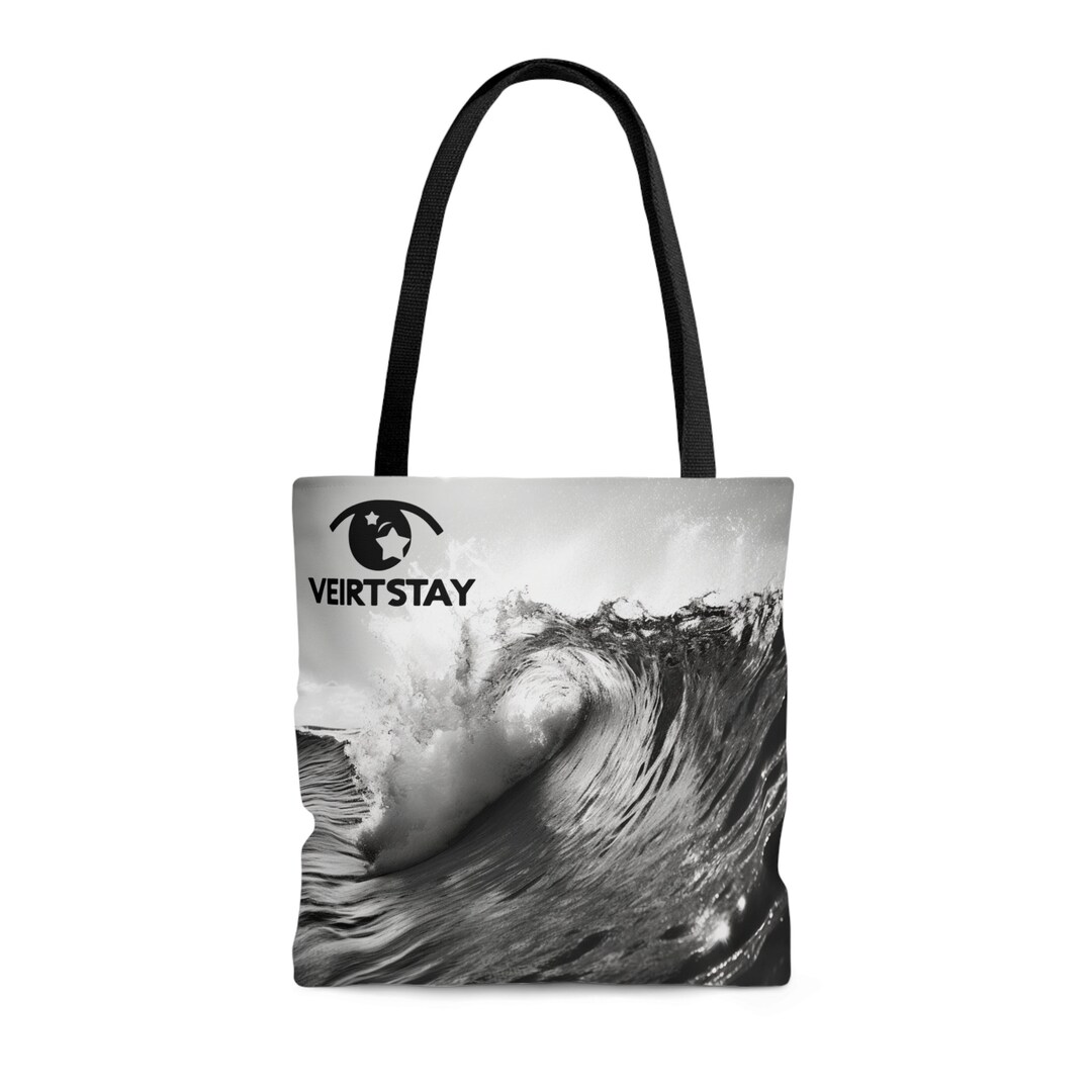 Tote Bag Aesthetic Wave Art Black and White Photography Waves Totebag ...