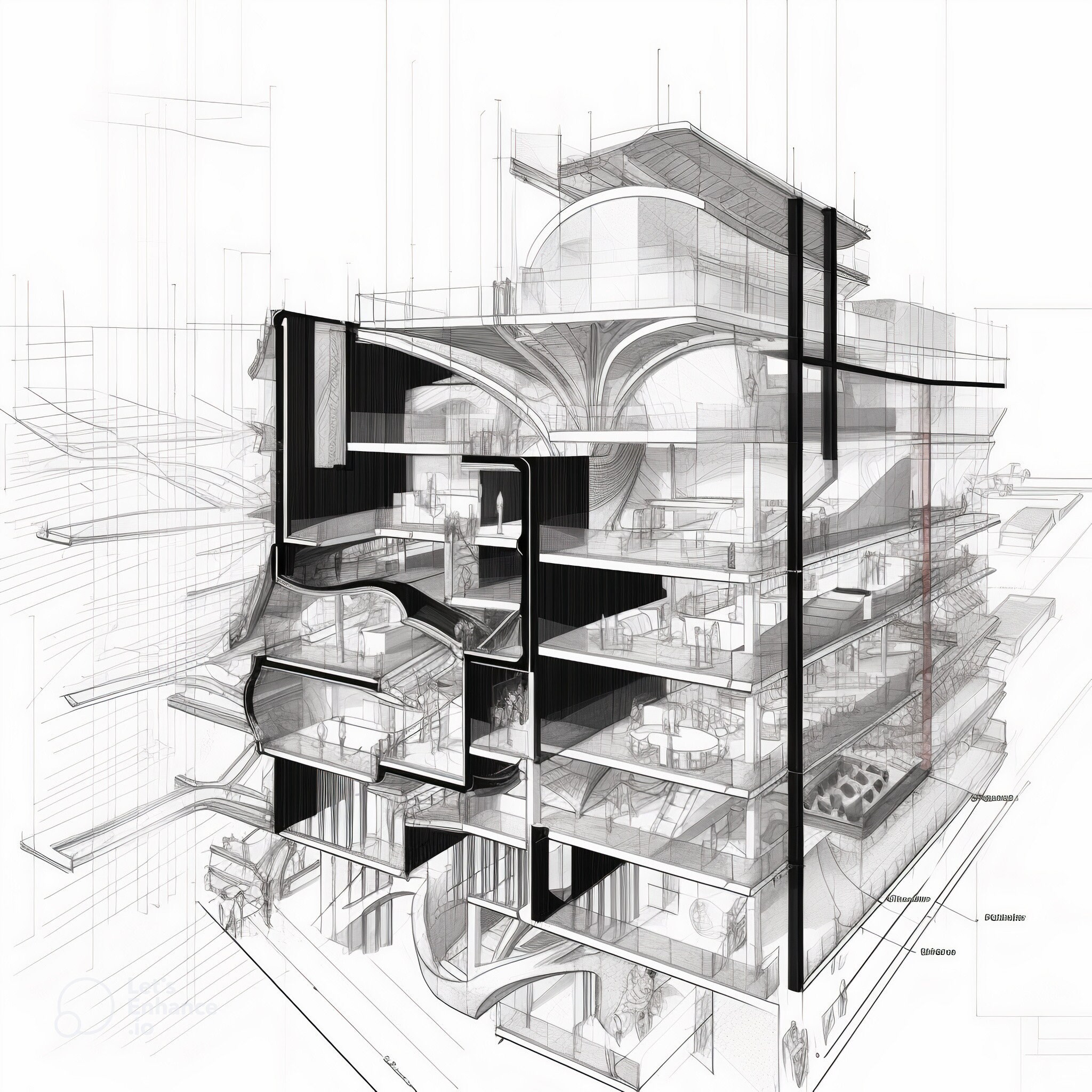 Architecture Print Section Axon V2 - Etsy