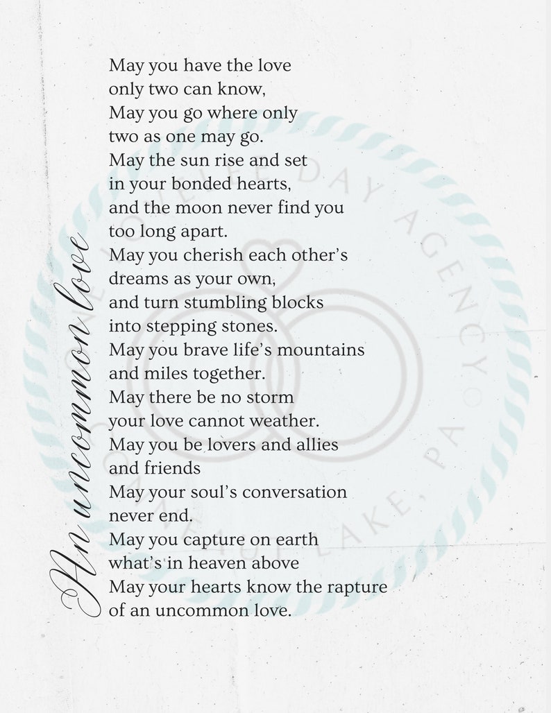 READY TO PRINT | an Uncommon Love | Wedding Reading | Anniversary | Decor - Etsy