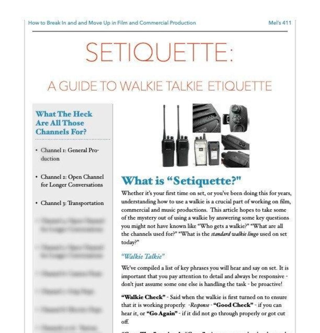 Walkie Talkie Etiquette Guide: Film Set Communication Essentials for ...