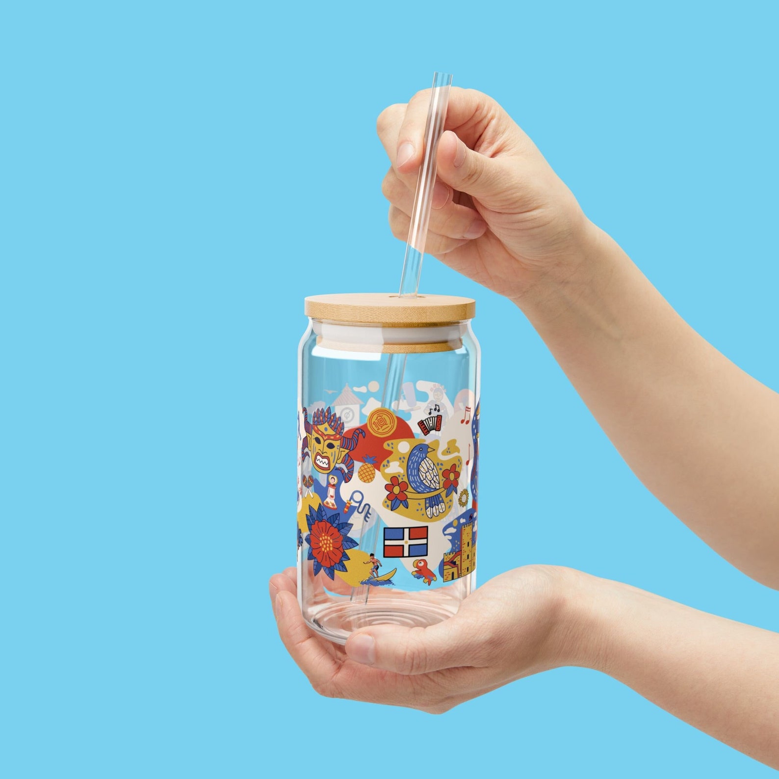 Dominican Culture Sipper Cup, Iced Coffee Cup, Beer Can Glass ...