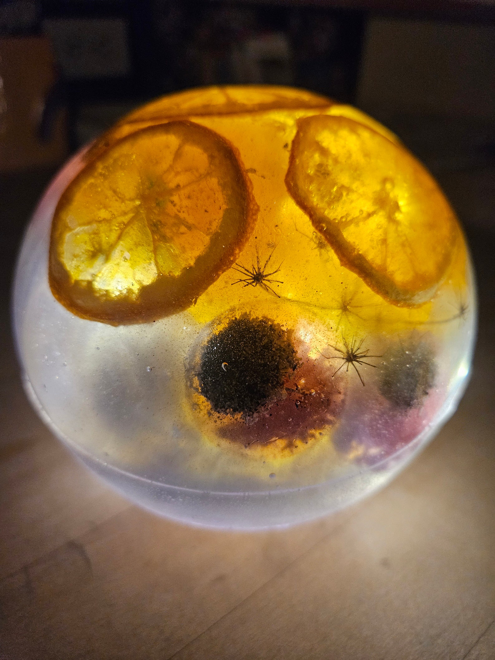 Large Navel Orange Resin Orb With LED Fairy Lights - Etsy