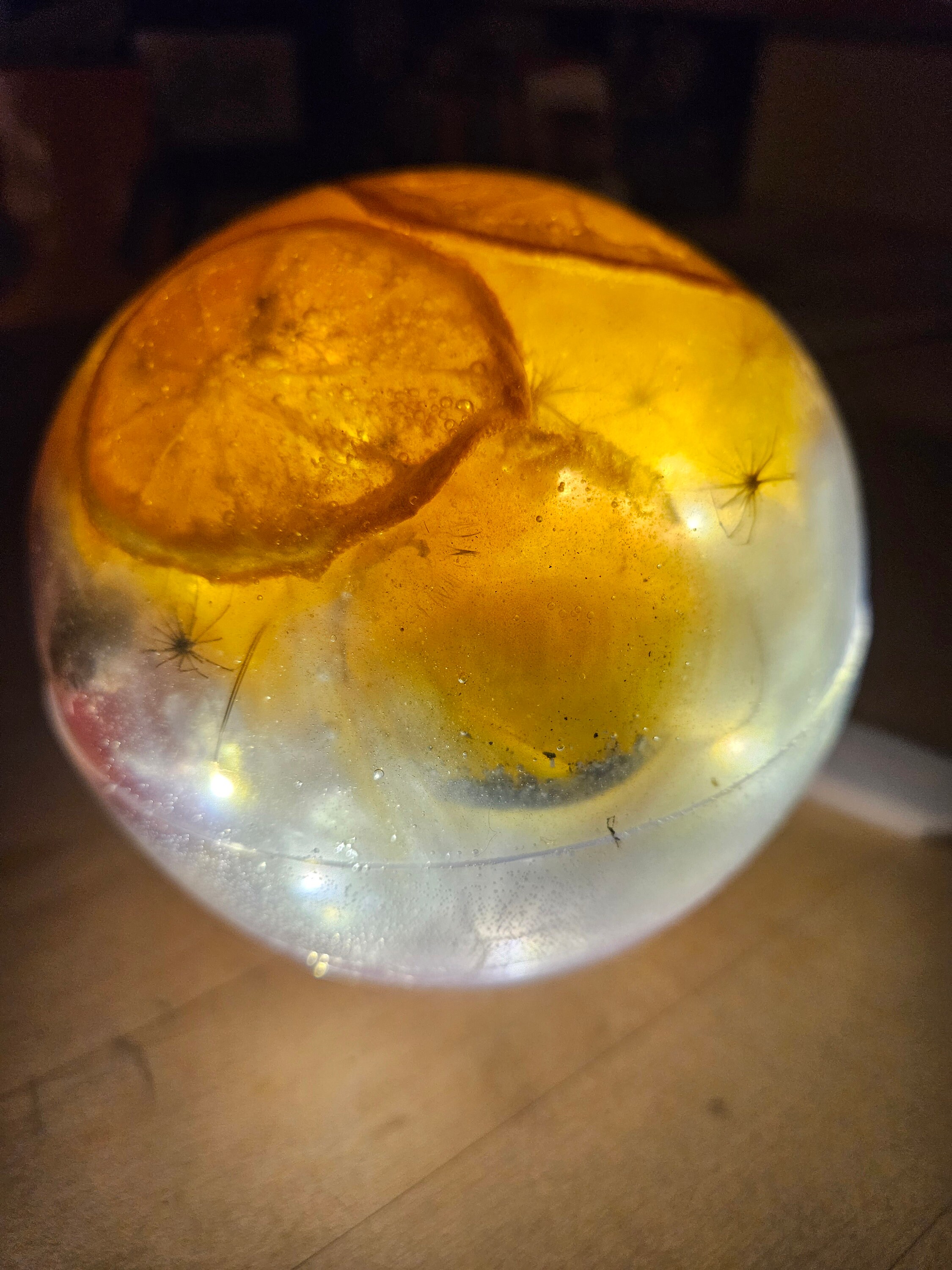Large Navel Orange Resin Orb With LED Fairy Lights - Etsy