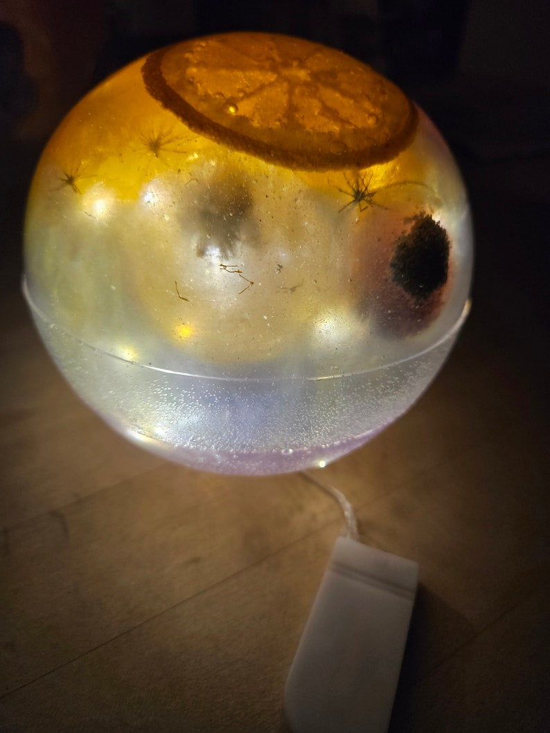 Large Navel Orange Resin Orb With LED Fairy Lights - Etsy