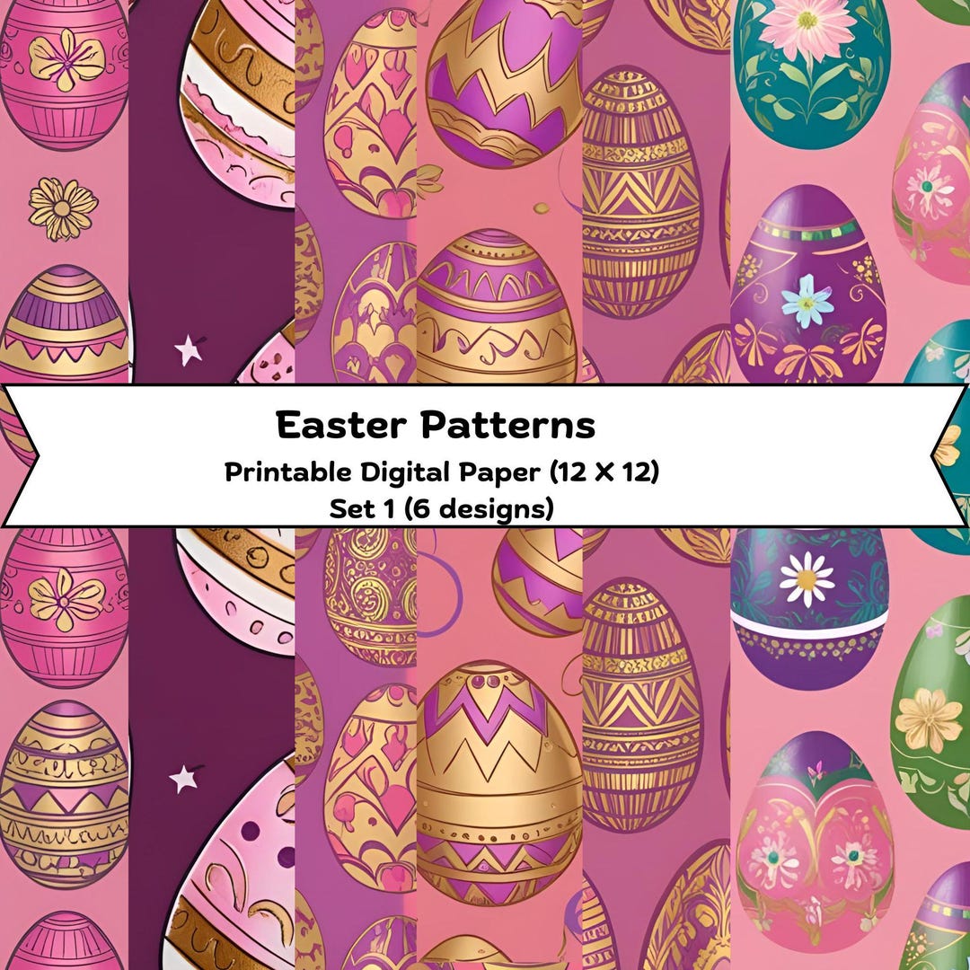 Spring, Easter Egg 6 Designs, Digital Scrapbooking Paper, for Junk ...
