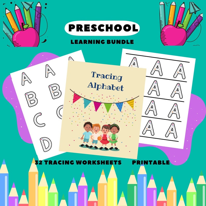 Printable Preschool Coloring Pages Tracing Worksheets - Etsy