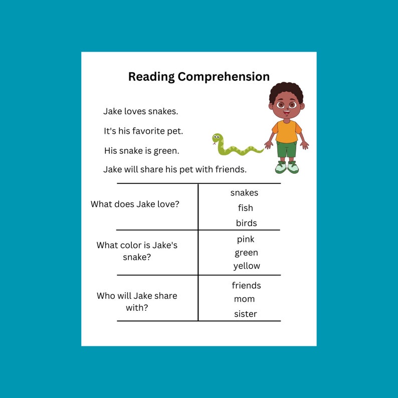 Printable Kindergarten Coloring Pages, Reading Comprehension Worksheets ...