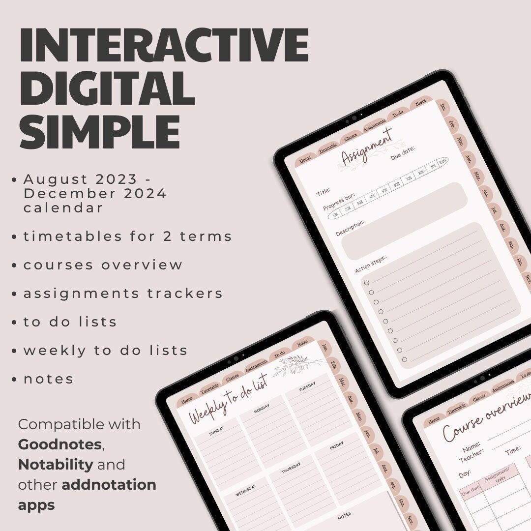 ALL-IN-ONE 2023-2024 Digital Student Planner | Academic Planner for ...