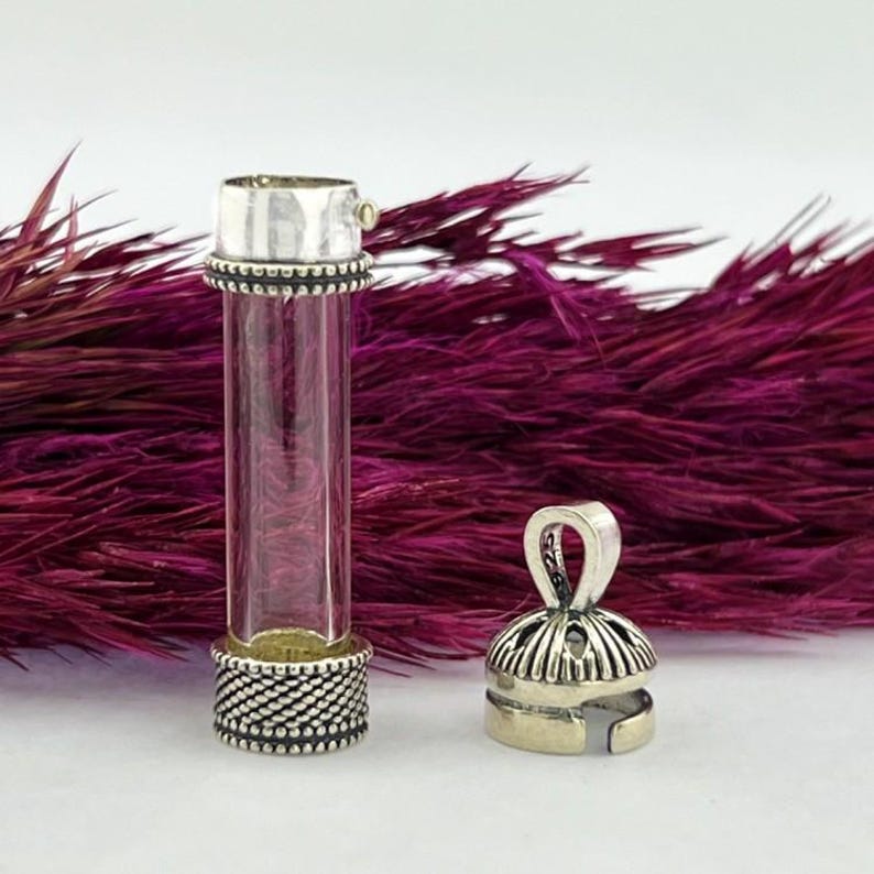 Silver Glass Box Necklace, Prayer Box Pendant , Vial Tube Pendant ...