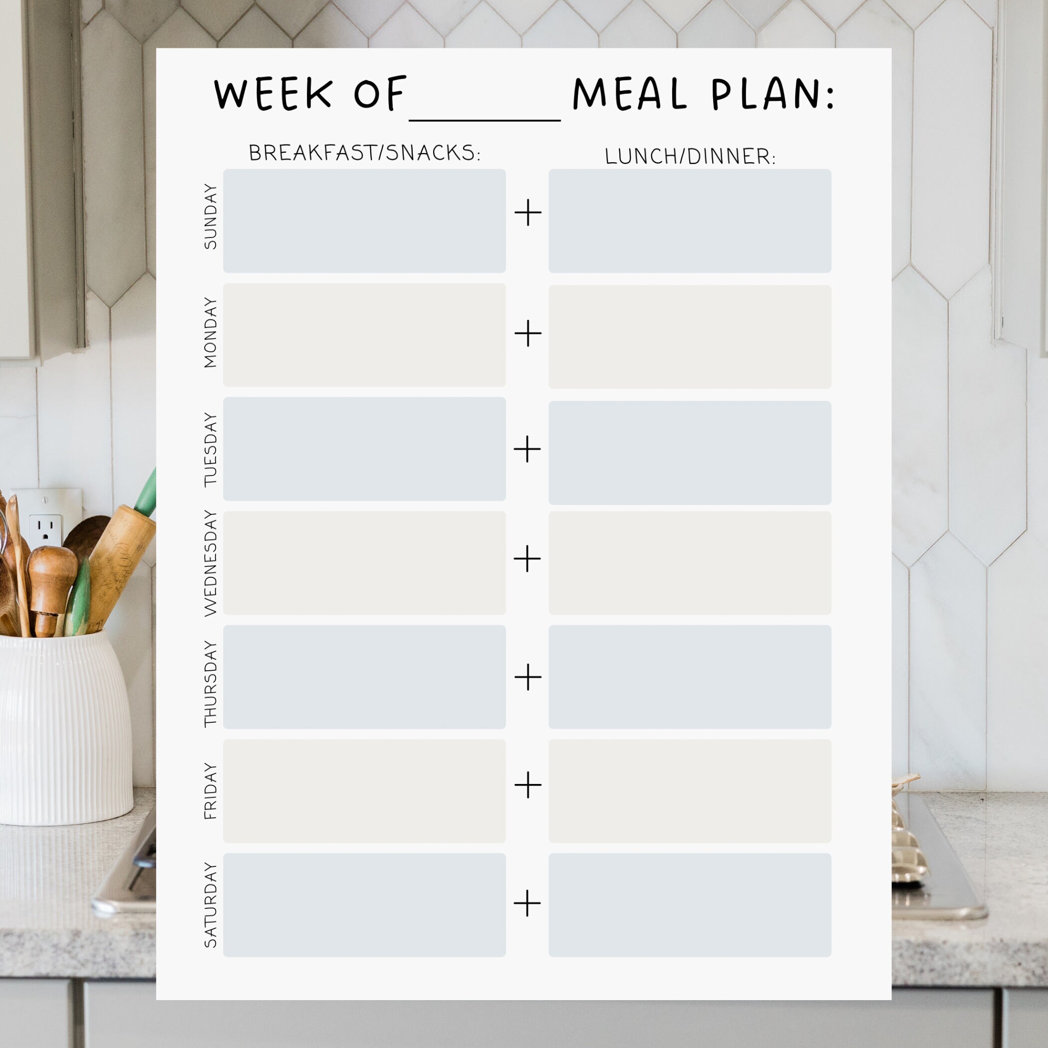 Editable Weekly Meal Plan With Grocery List Instant Download Template ...