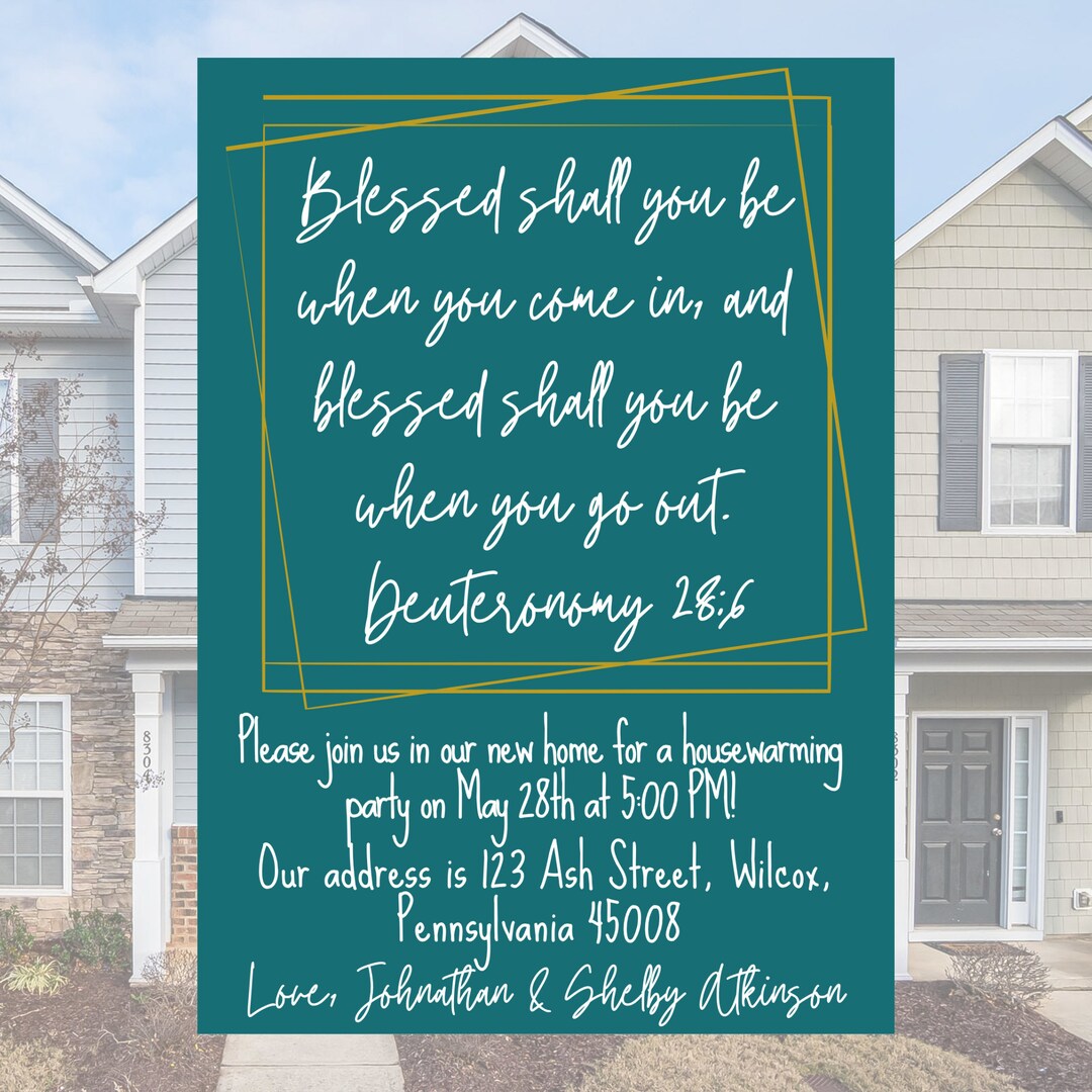 Editable House Blessings Deuteronomy 28:6 Housewarming Party Invitation ...