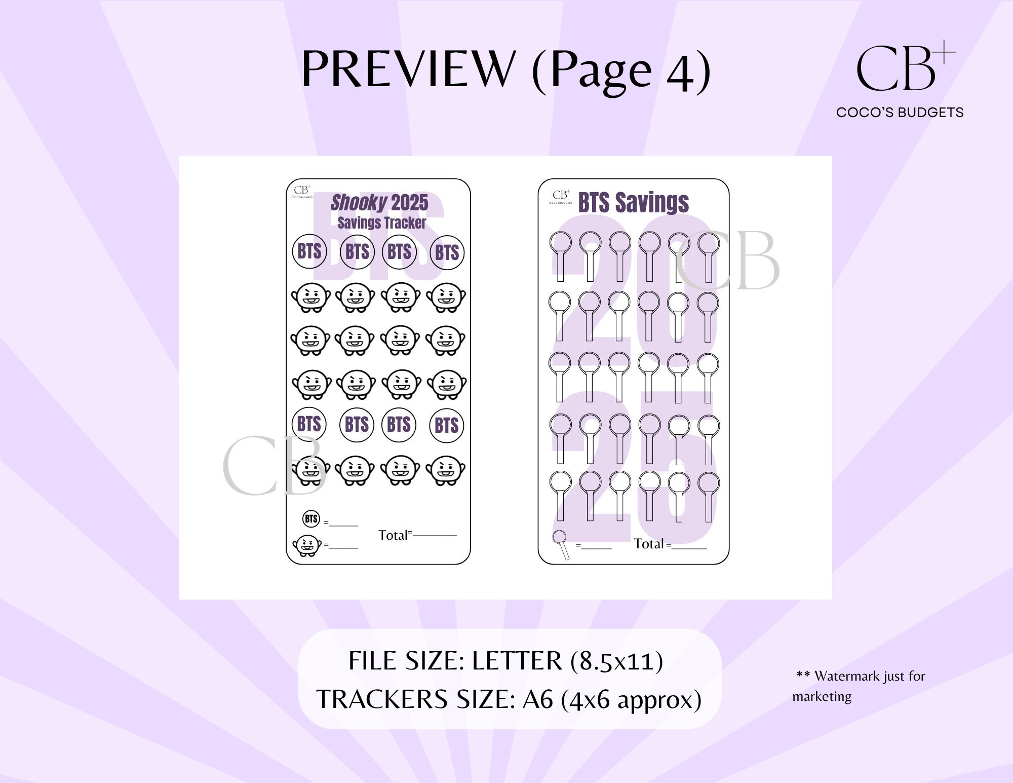 Savings Tracker / BTS / BT21 / Printable PDF / A6 Trackers / Save for ...