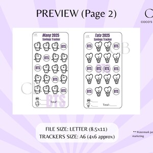 Savings Tracker / BTS / BT21 / Printable PDF / A6 Trackers / Save for ...
